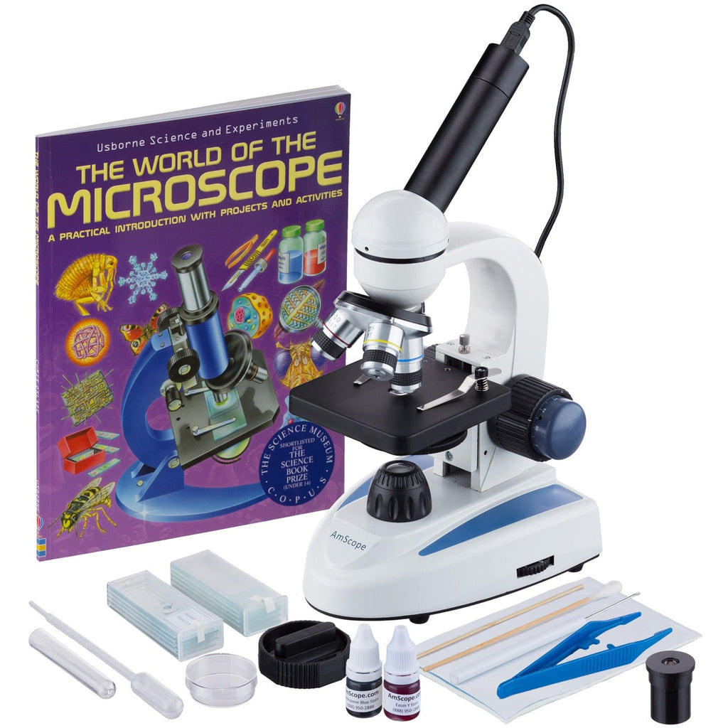 AmScope M158 Series Student Cordless Monocular Compound Microscope 40X – AmScope EU