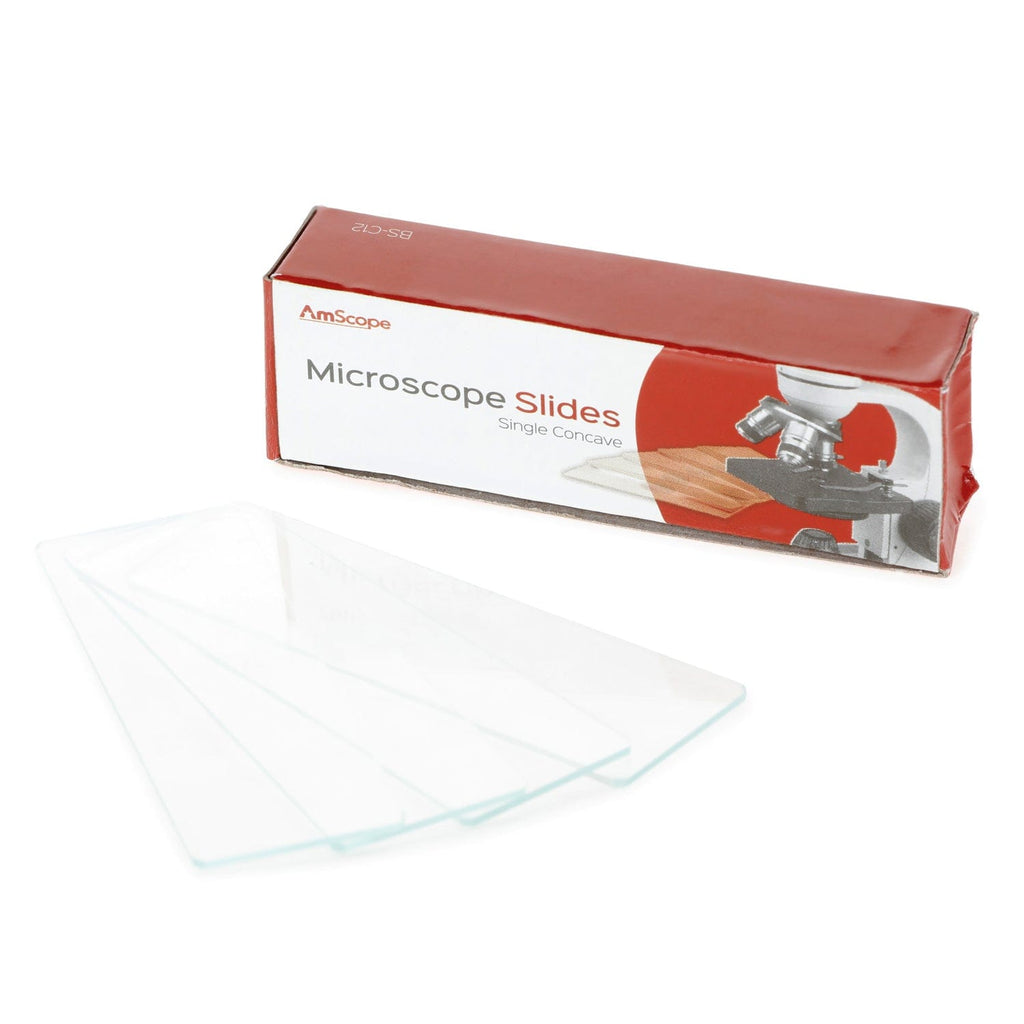 AmScope 72 Pre-Cleaned Blank Plate Microscope Slides and 12 Single Dep ...