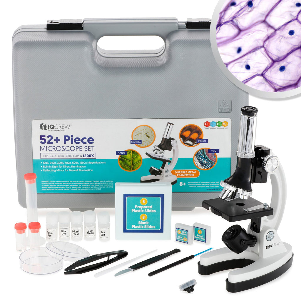 IQCrew By AmScope M30 Series 52-pcs STEM Microscope Kit for Kids 120X ...