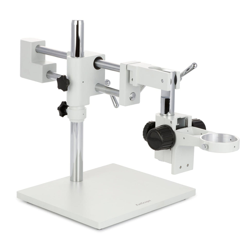 AmScope White Double Arm Boom Stand for Stereo Microscopes - Steel Arm ...