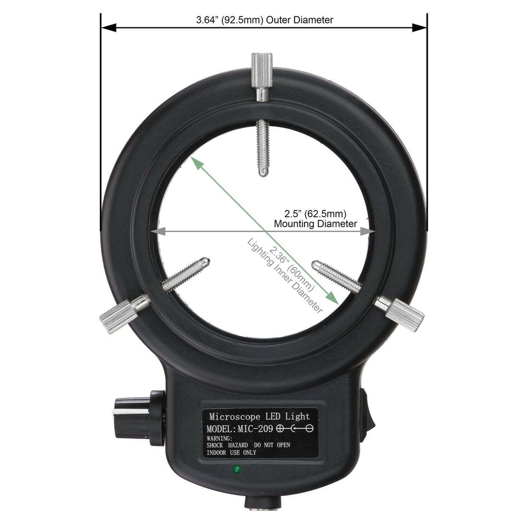 AmScope 144 LED Intensity-Adjustable Ring Light: Stereo Microscope Acc ...