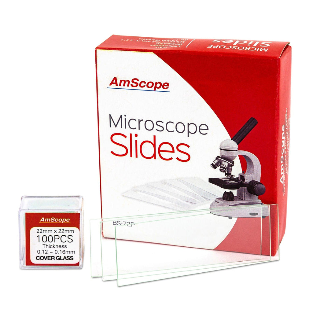 AmScope 72 Pre-Cleaned Blank Plate Microscope Slides and 12 Single Dep ...