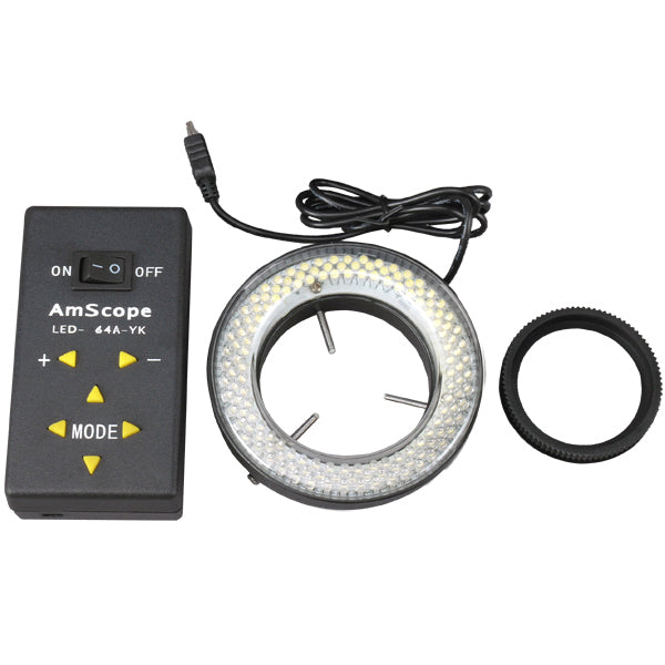 AmScope 144 LED Four-Zone Microscope Ring Light with Adapter – AmScope EU