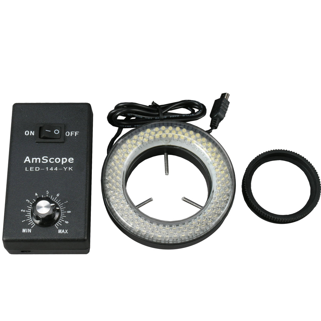 AmScope 144-LED Microscope Ring Light with Adapter – AmScope EU