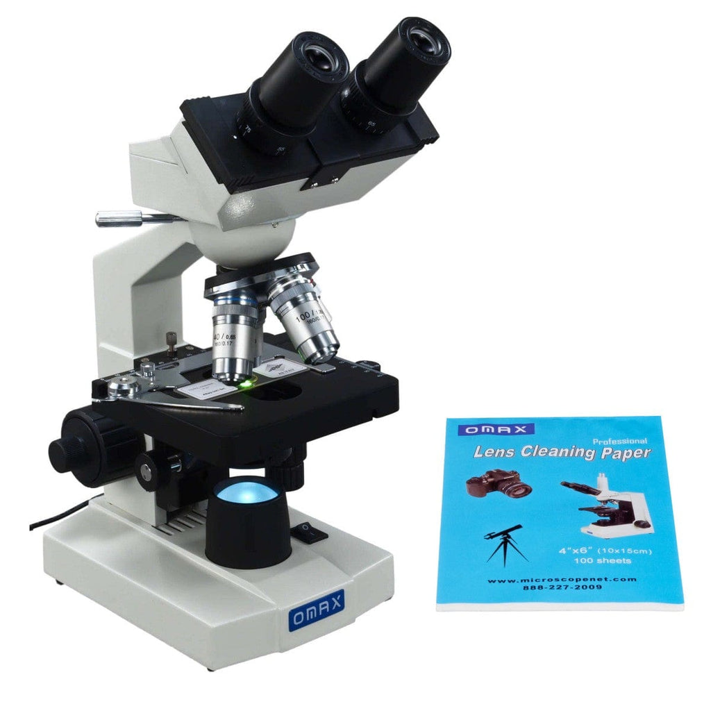 OMAX 40-2000X Binocular LED Compound Microscope + Lens Cleaning Paper ...