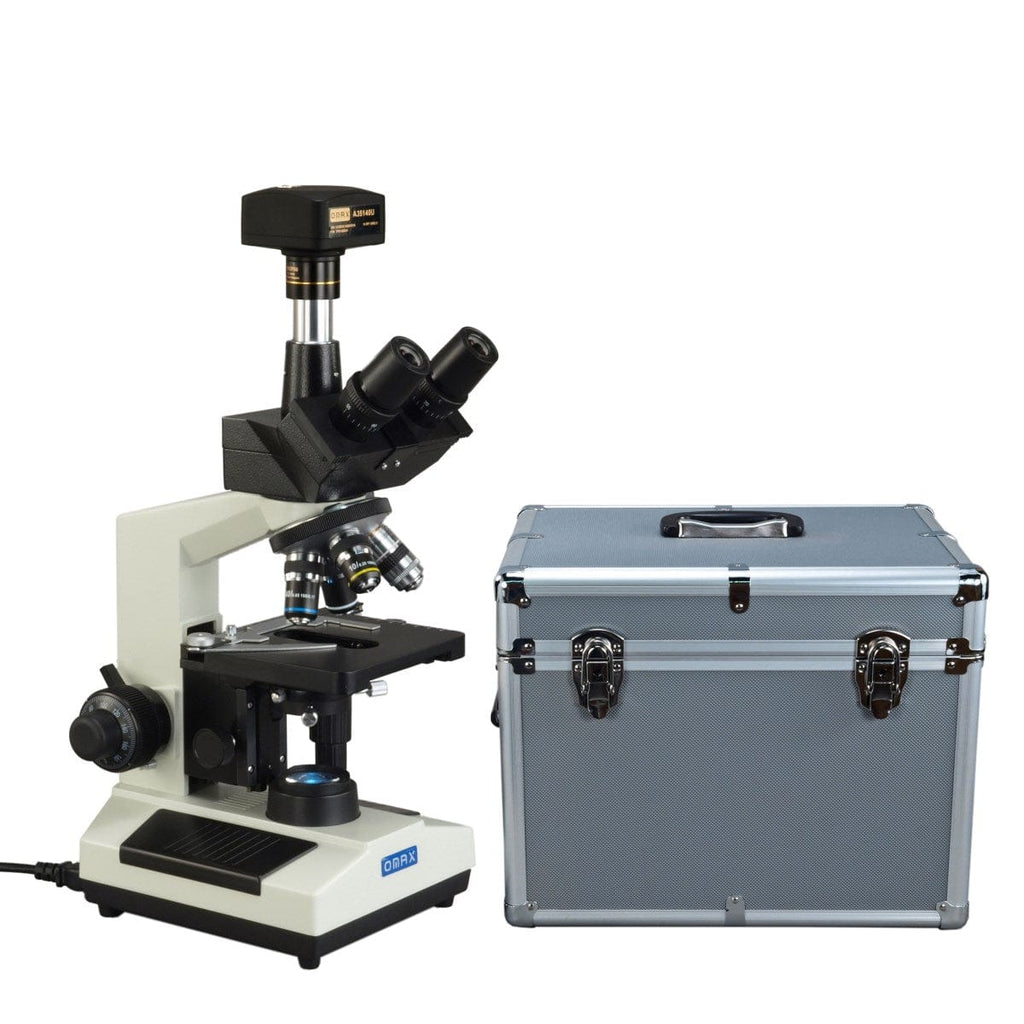 OMAX 40X-2500X Darkfield Trinocular Lab LED Microscope+14MP Camera+Car ...