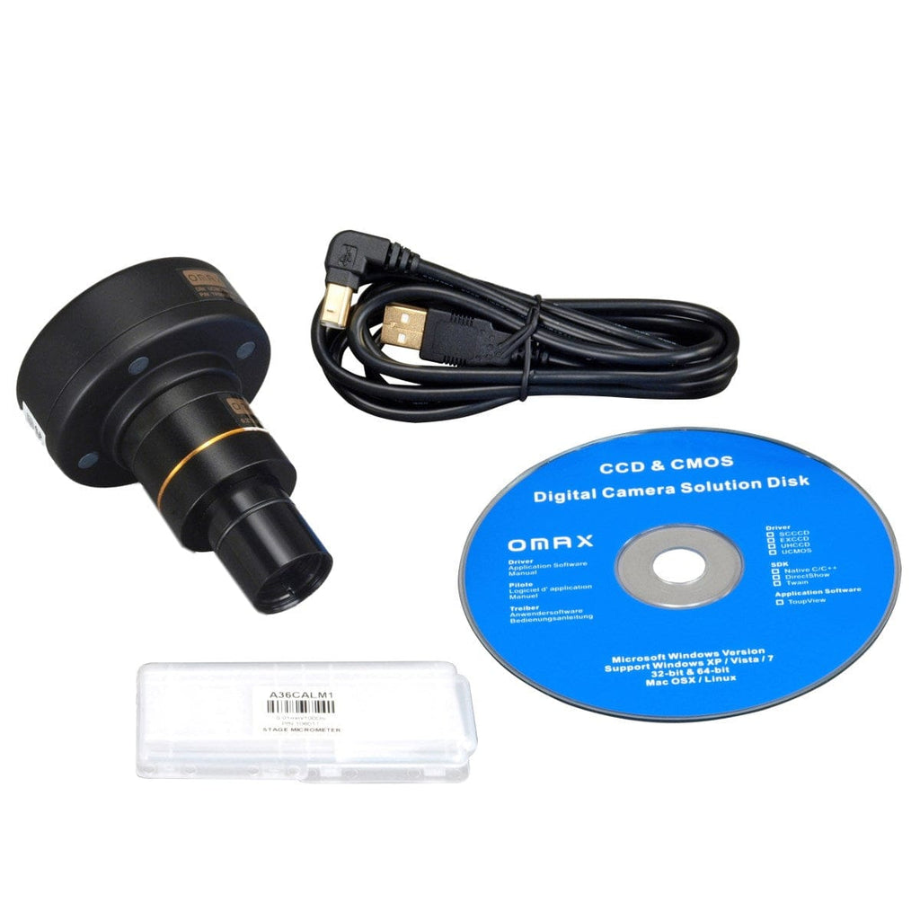 OMAX 40-2500X Trinocular LED Compound Microscope+9MP Camera Windows/Ma ...