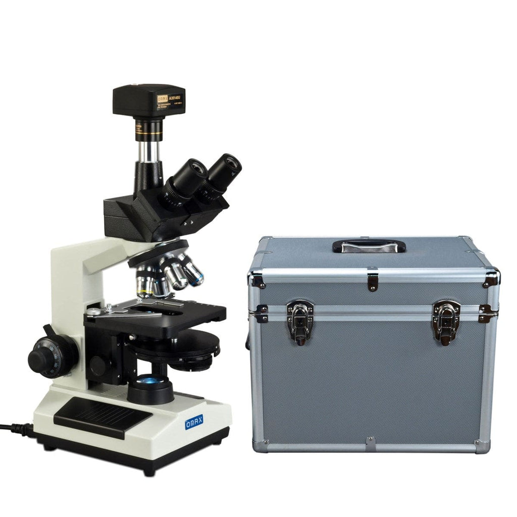 OMAX 40X-2500X Phase Contrast Compound Microscope+14MP Camera+Carrying ...