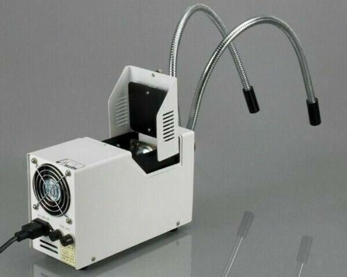 AmScope 150W Fiber Optic Microscope Illuminator with Ring Dual and Sin ...