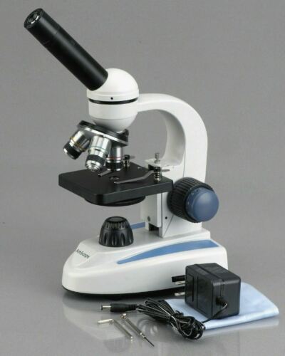 AmScope M158 Series Student Cordless Monocular Compound Microscope 40X ...