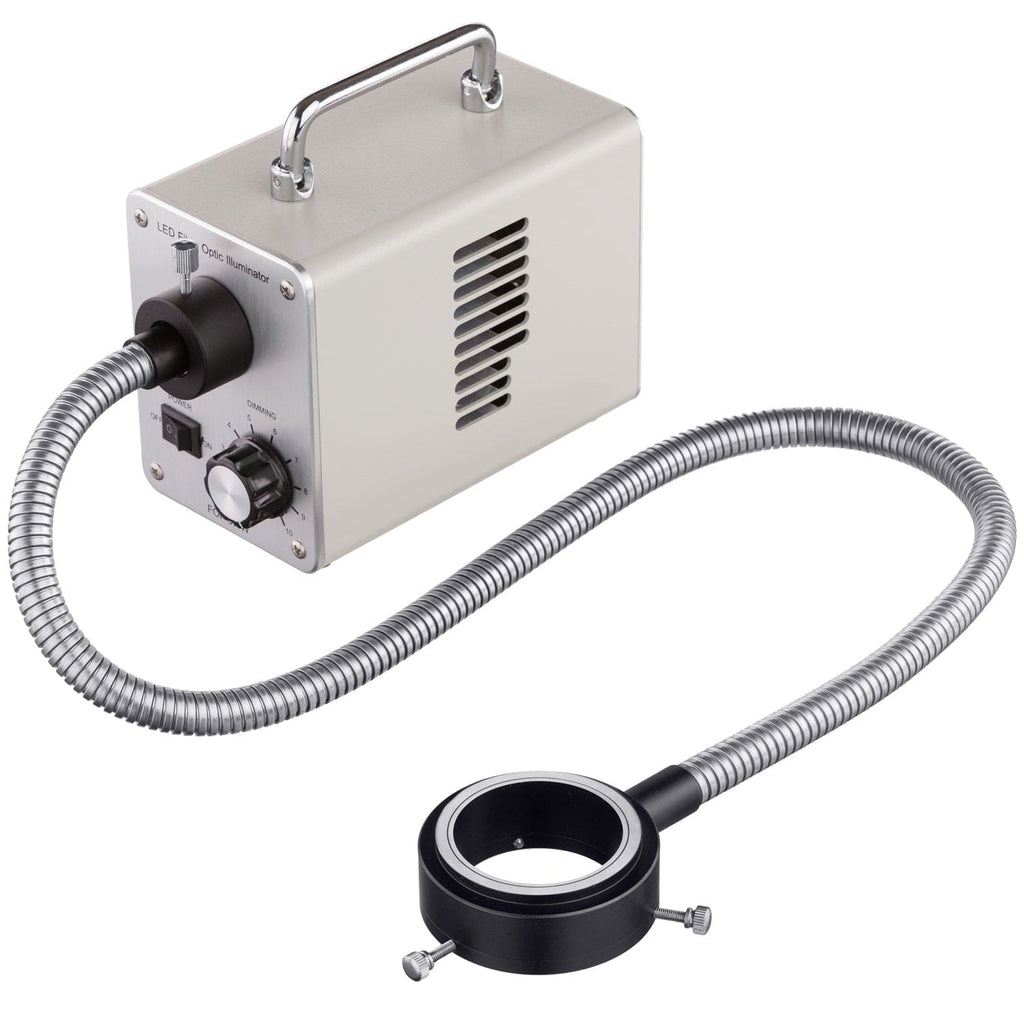 AmScope 50W LED Fiber Optic O-Ring Light Microscope Illuminator ...