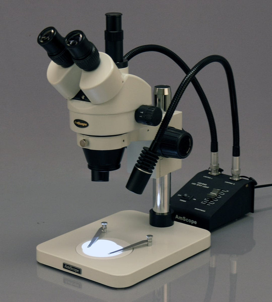AmScope SM-1 Series Zoom Trinocular Stereo Microscope 7X-45X Magnifica ...