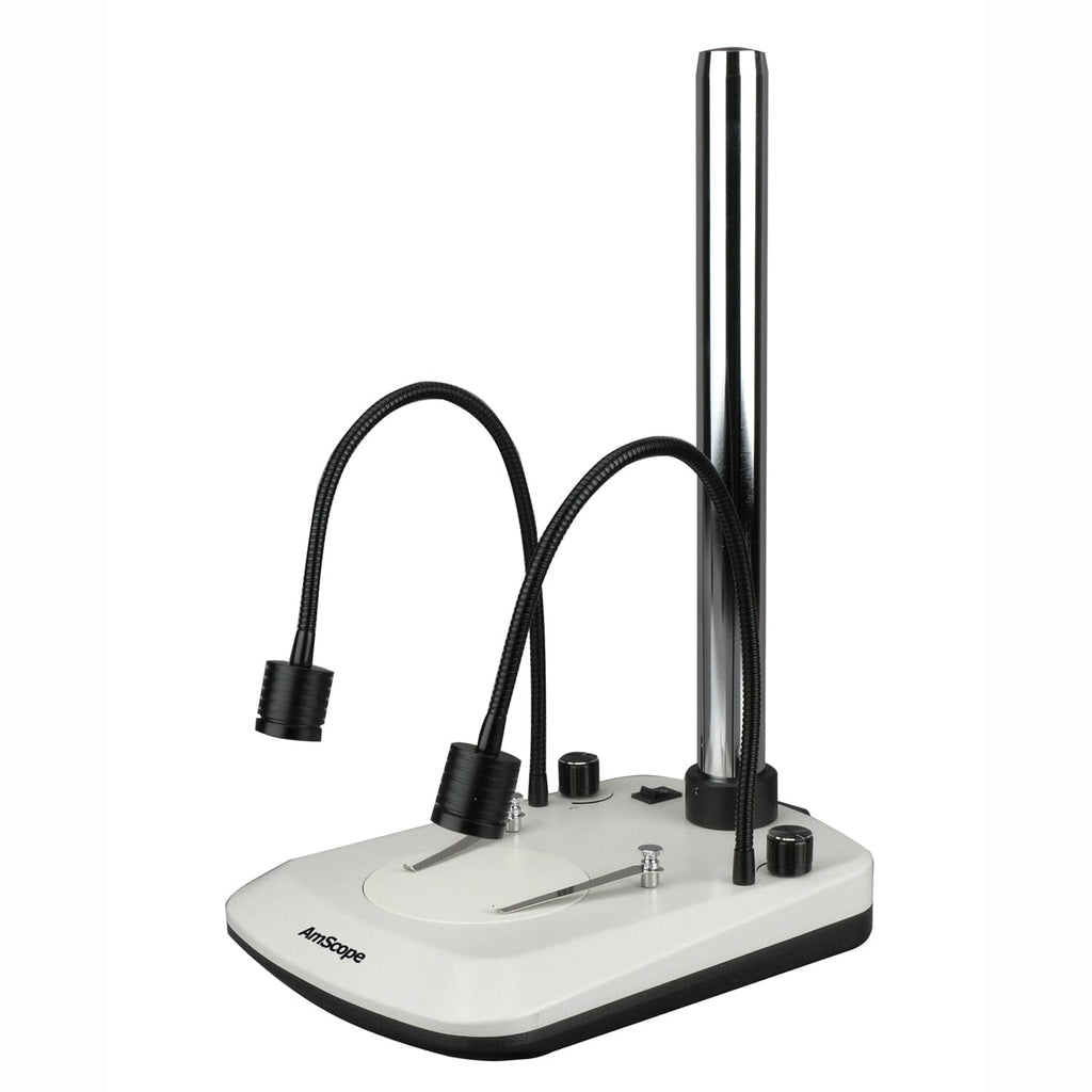 AmScope Stereo Microscope Table Stand With Built In Dual Gooseneck Ill ...