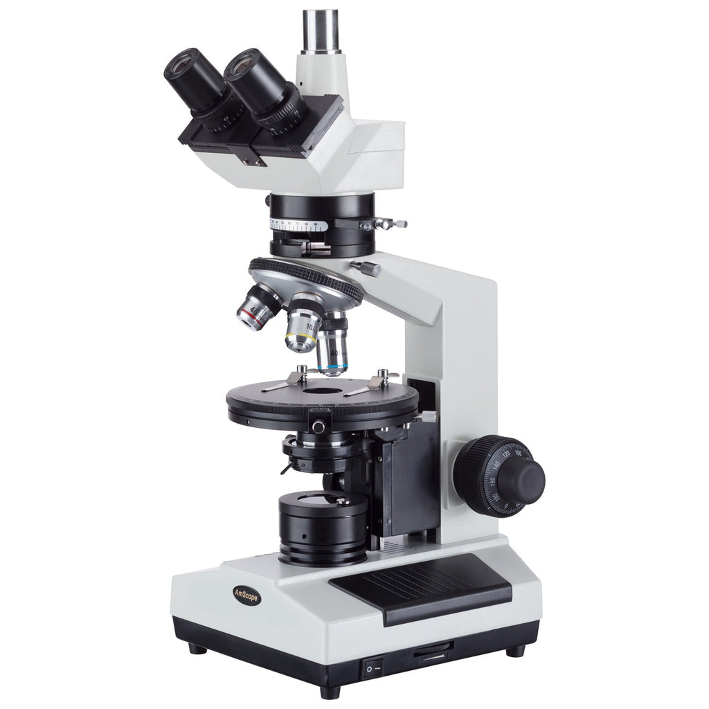 AmScope PZ200 Series Polarizing Trinocular Compound Microscope 40X-400 ...