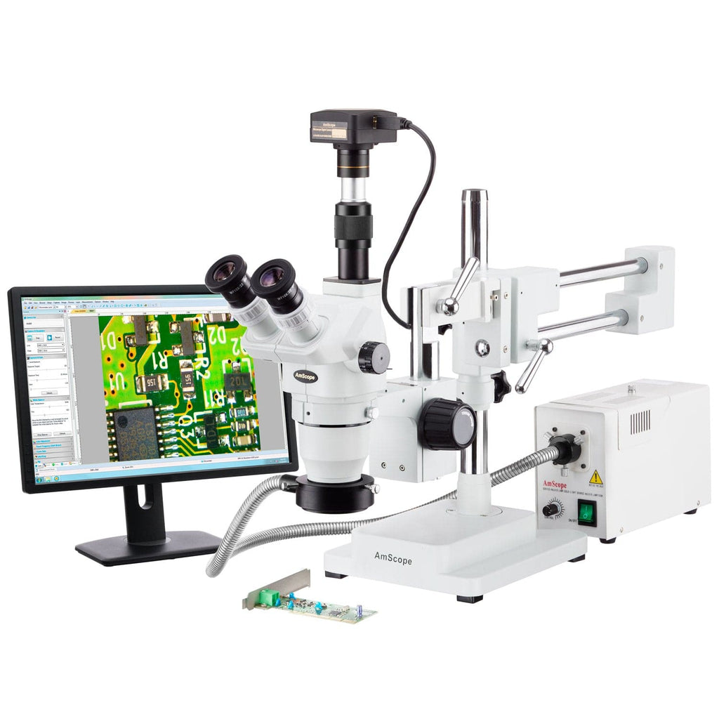 AmScope ZM-4 Series Advanced Trinocular Stereo Microscope 2X-225X Magn ...
