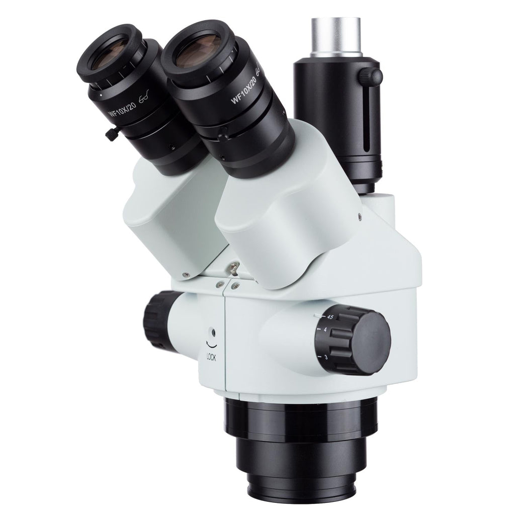 AmScope 7X-45X Magnification Simul-Focal Trinocular Zoom Stereo Micros ...
