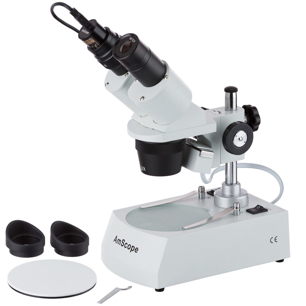 20X-40X Compact Multi-Lens Stereo Microscope with Angled Head, Metal P ...