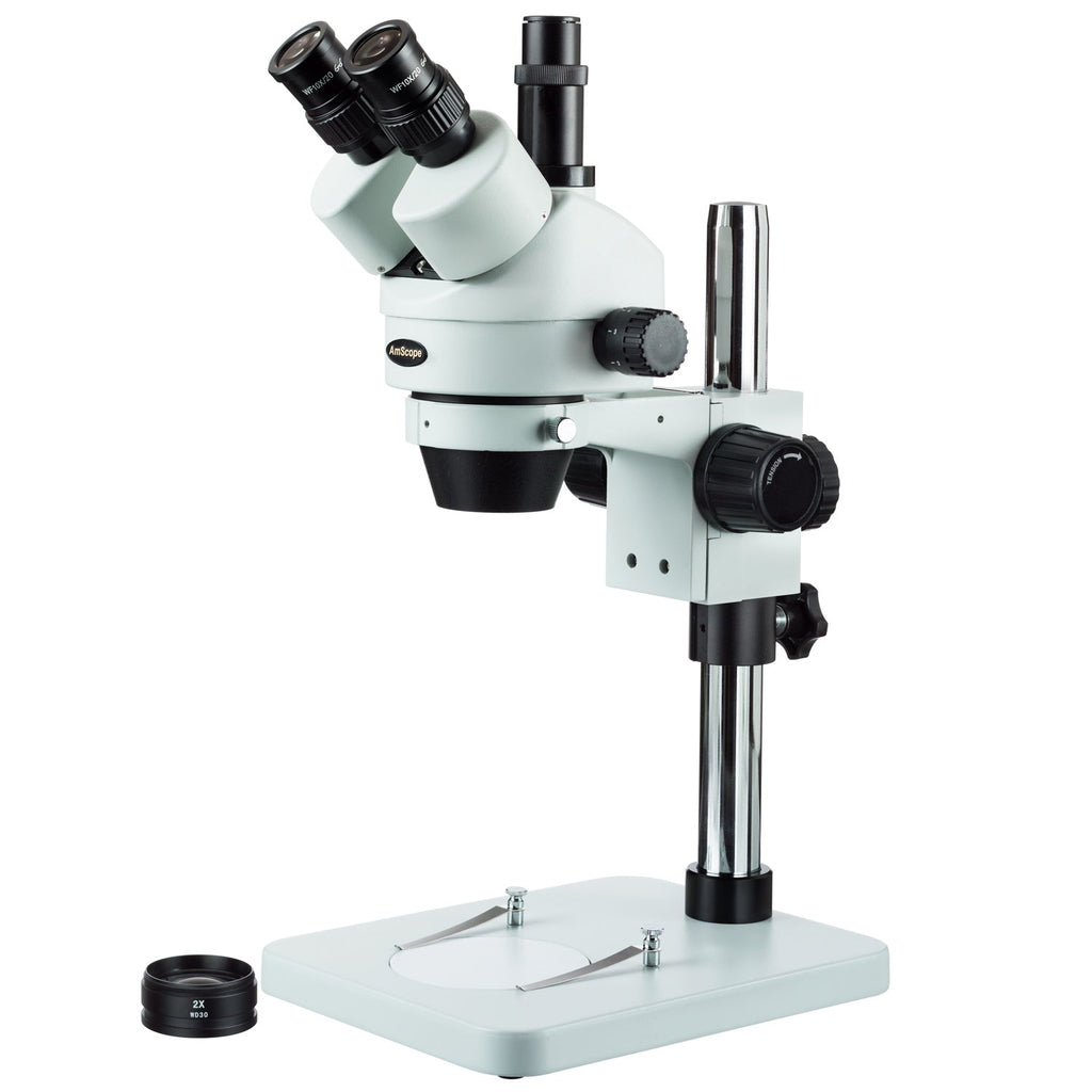 7X-90X Zoom Trinocular Stereo Microscope with Table Pillar Stand ...