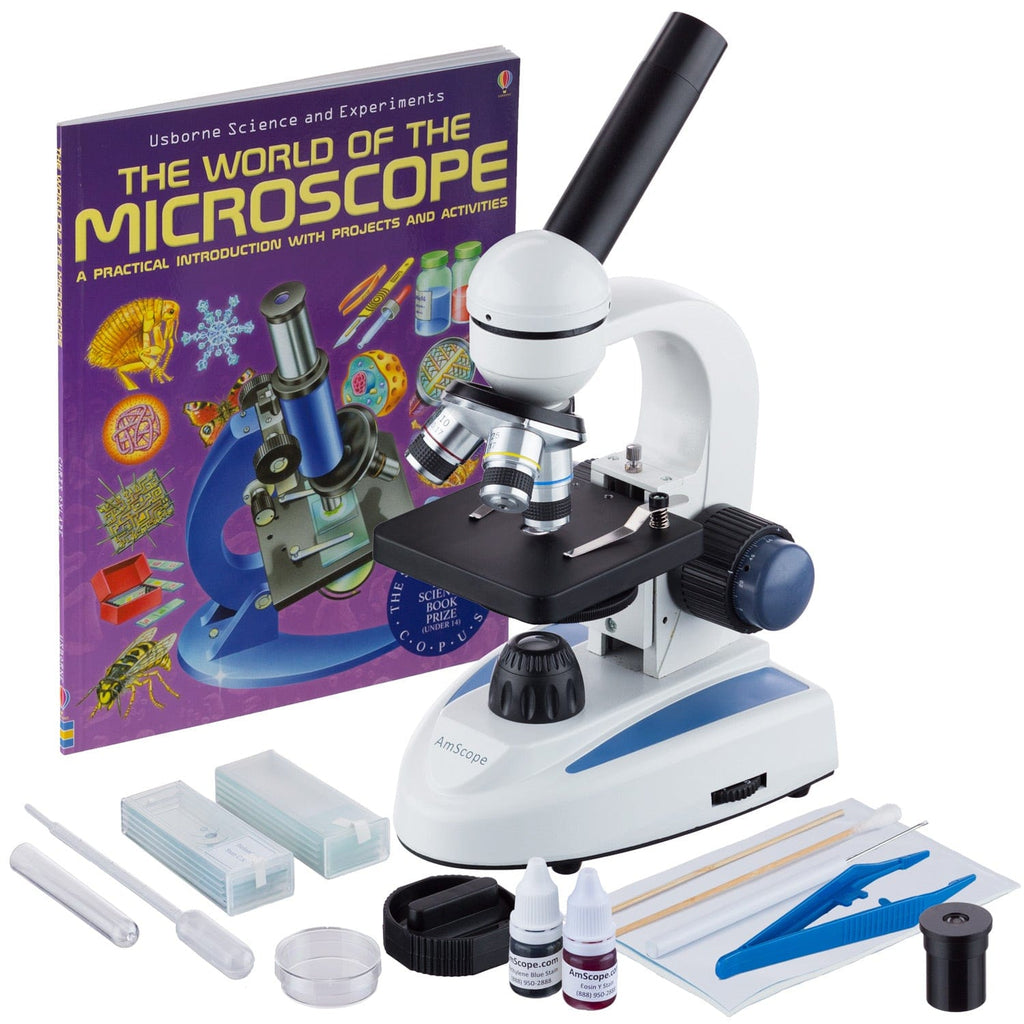 AmScope M158 Series Student Cordless Monocular Compound Microscope 40X ...