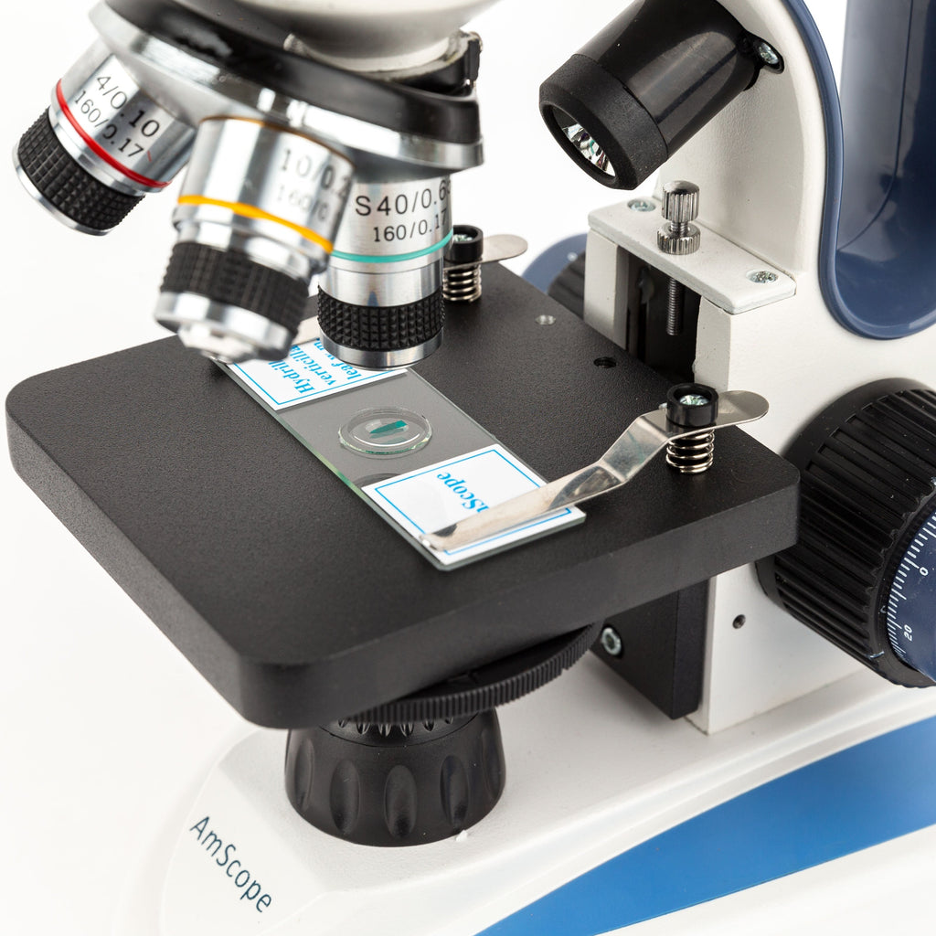 40X-1000X Cordless LED Metal Frame Microscope with Course and Fine Foc ...