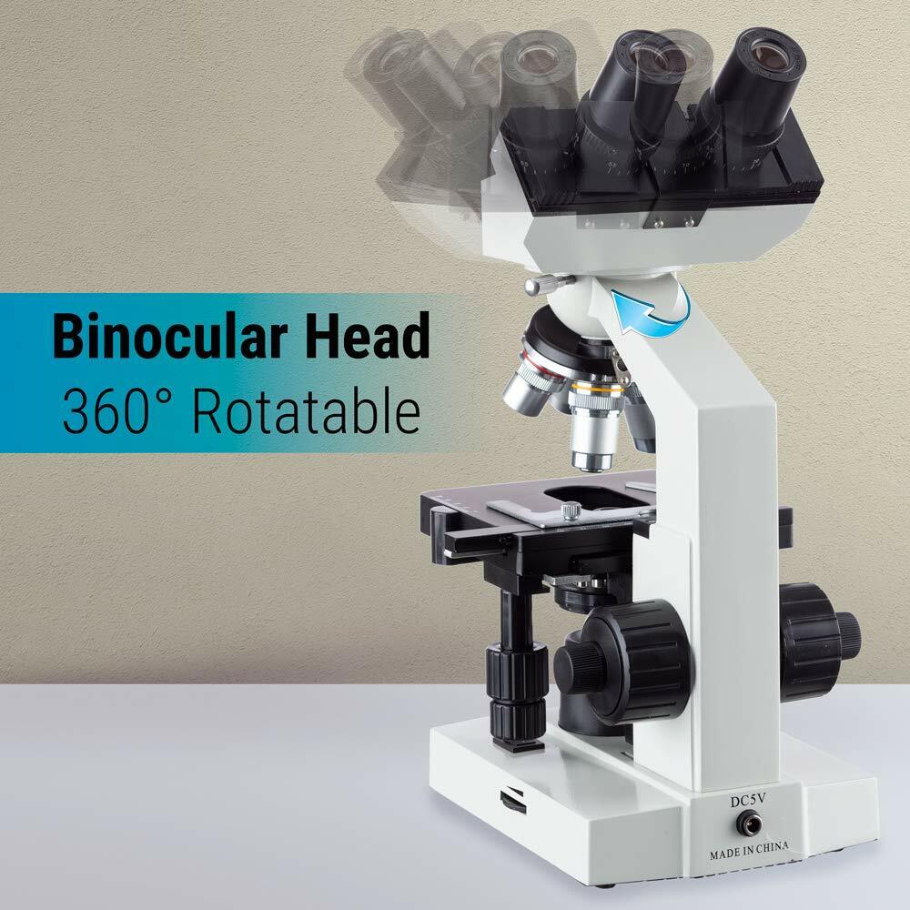 OMAX 40X-2000X Binocular Compound LED Microscope with Glass Slides & C ...