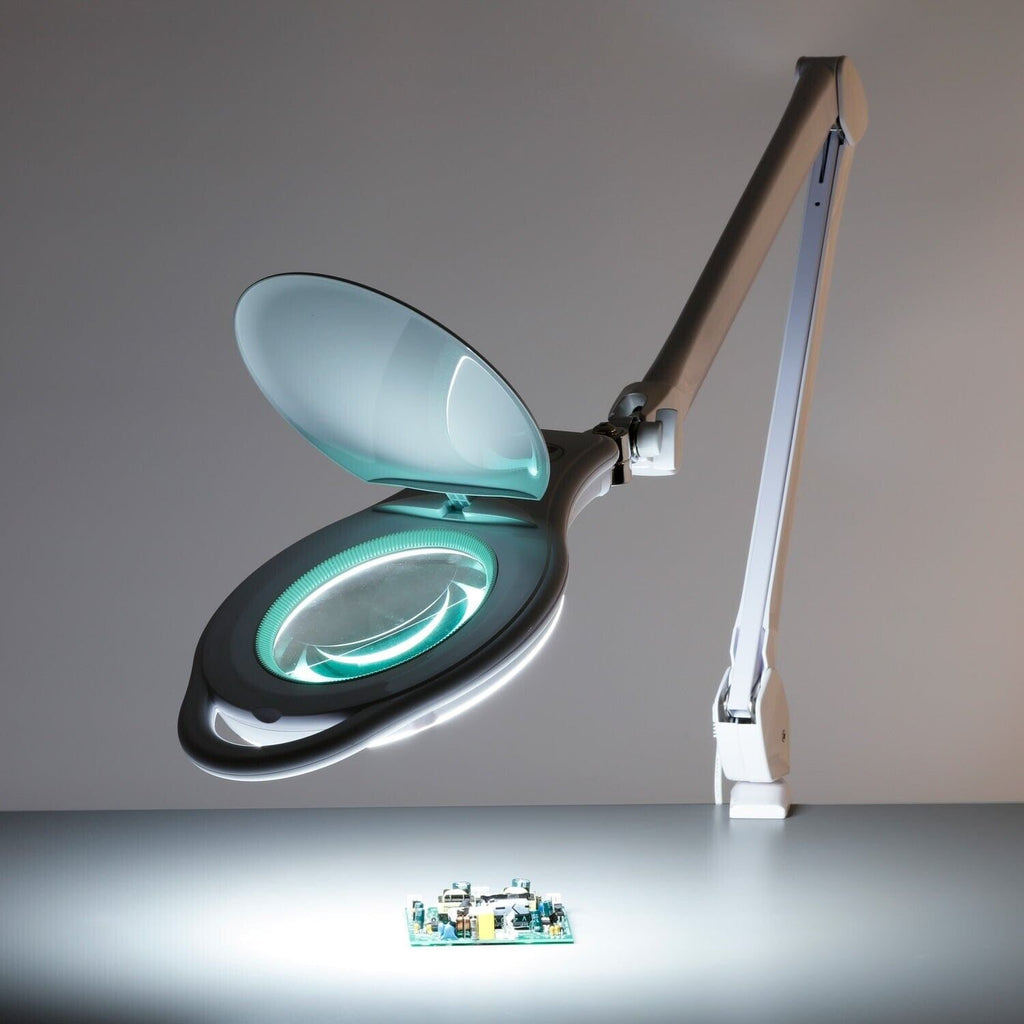 AmScope 1.75X Magnification 5" Diameter Lens 96 LED 10W Desk Clamp Mag ...